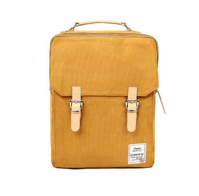 Cotton Square Backpack Mustard