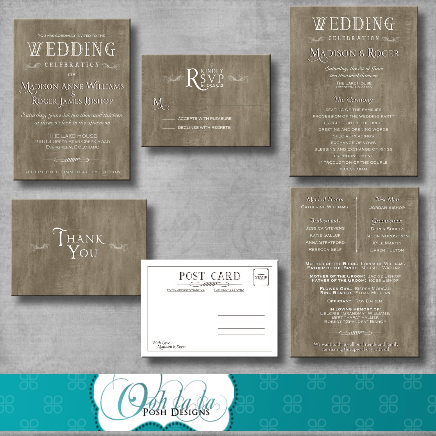 Rustic Wedding Invitations With Matching Response Card