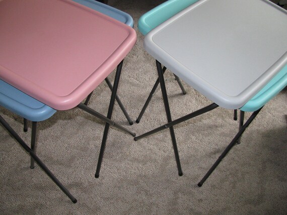 Retro TV Tray Set 4 Pastel SNACK TABLES Tupperware Hostess