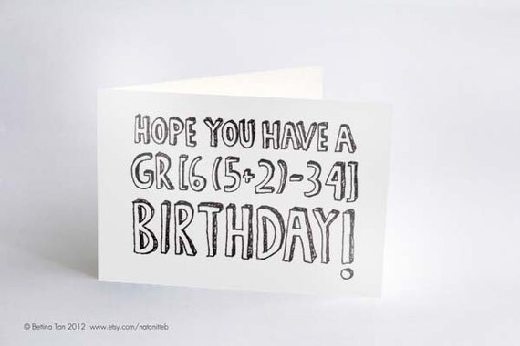 Maths Birthday Card Great Birthday: Colour it in yourself