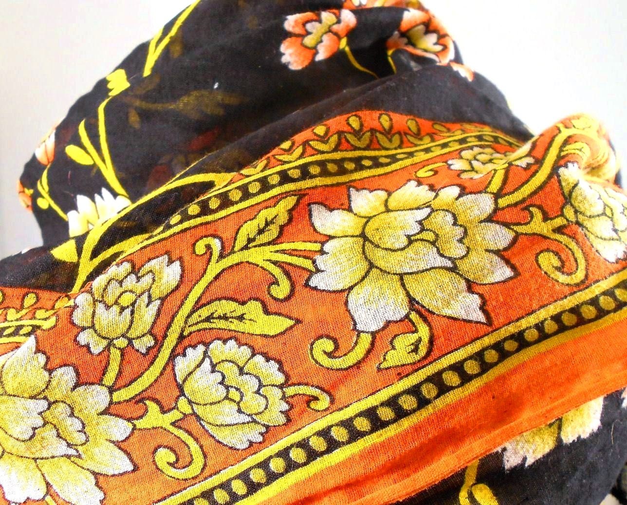 Sari Scarf Floral Scarf Cotton Scarf Indian Scarf Gypsy