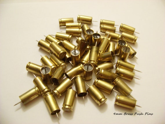 9mm Bullet Casing Thumb Tack Set of 50 Brass. Gun Bullet Brass