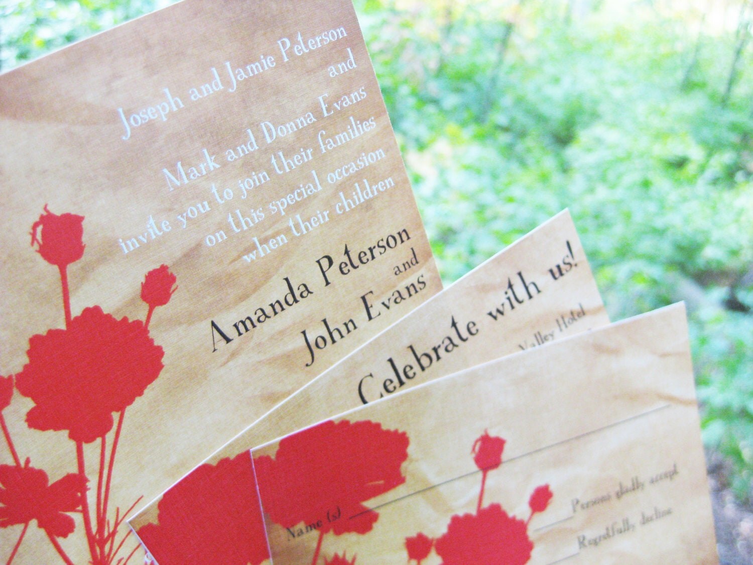 Poppy Country Wedding Invitation:Dcolovenotes – OnePaperHeart ...