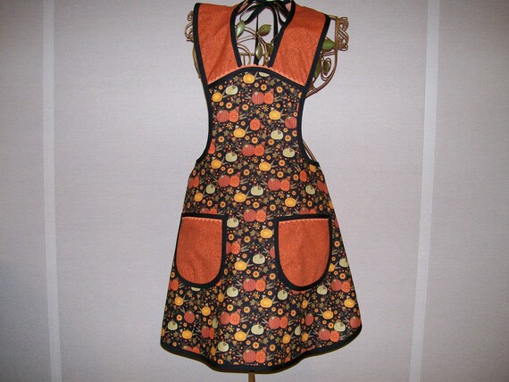 Womens Orange and Black Fall Apron Full Apron by made4Ubyjean