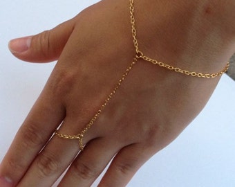 Gold finger bracelet | Etsy