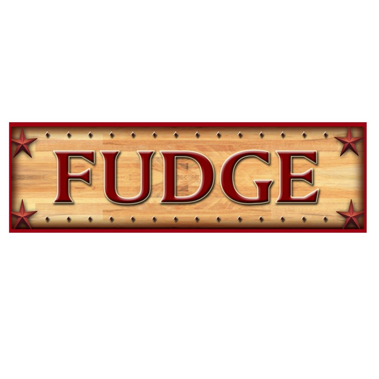 Wood Sign on wire FUDGE 8 x 2 1/2 Made in USA by WestwindDreams