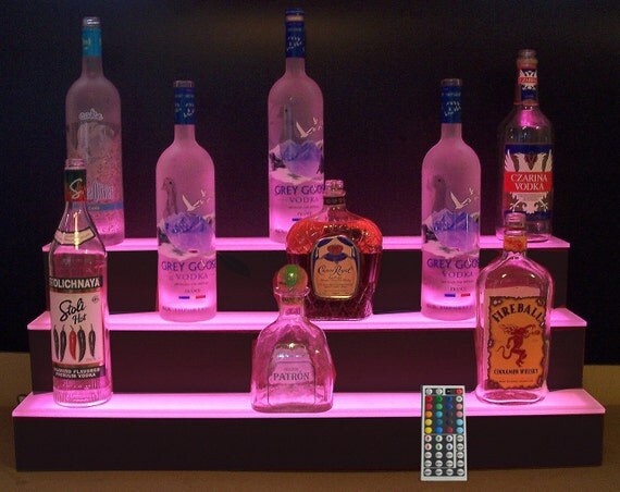 36 LED Lighted 3 Tier/Step Back Bar liquor BOTTLE by RockStyleLED
