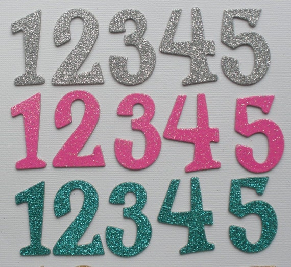 Scrapbook Numbers 1-15 GLiTTER CHiPBOARD 1.5 inch