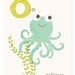 ABC card O is for Octopus ABC wall art alphabet by SeaUrchinStudio