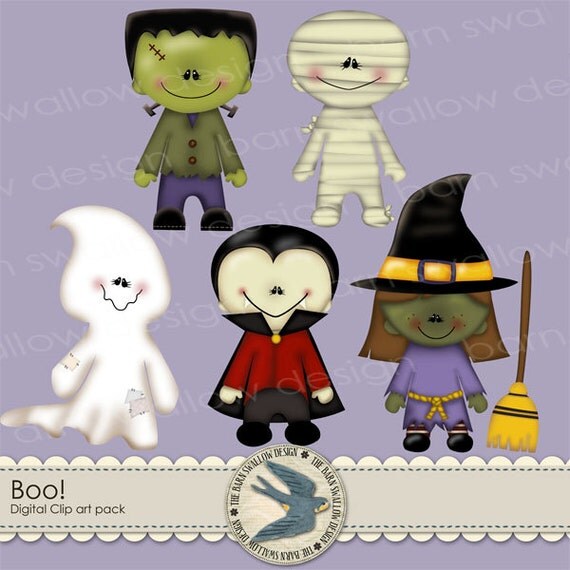 Digital Clip art Pack Boo for Halloween