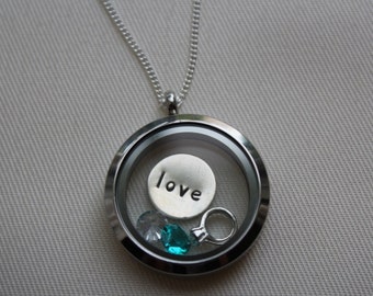 Stainless Steel Silver Living Locket Floating Locket Origami with Love ...