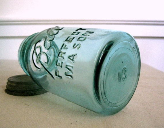 No. 13 Blue Mason Jar Quart Size Ball Perfect Mason Canning