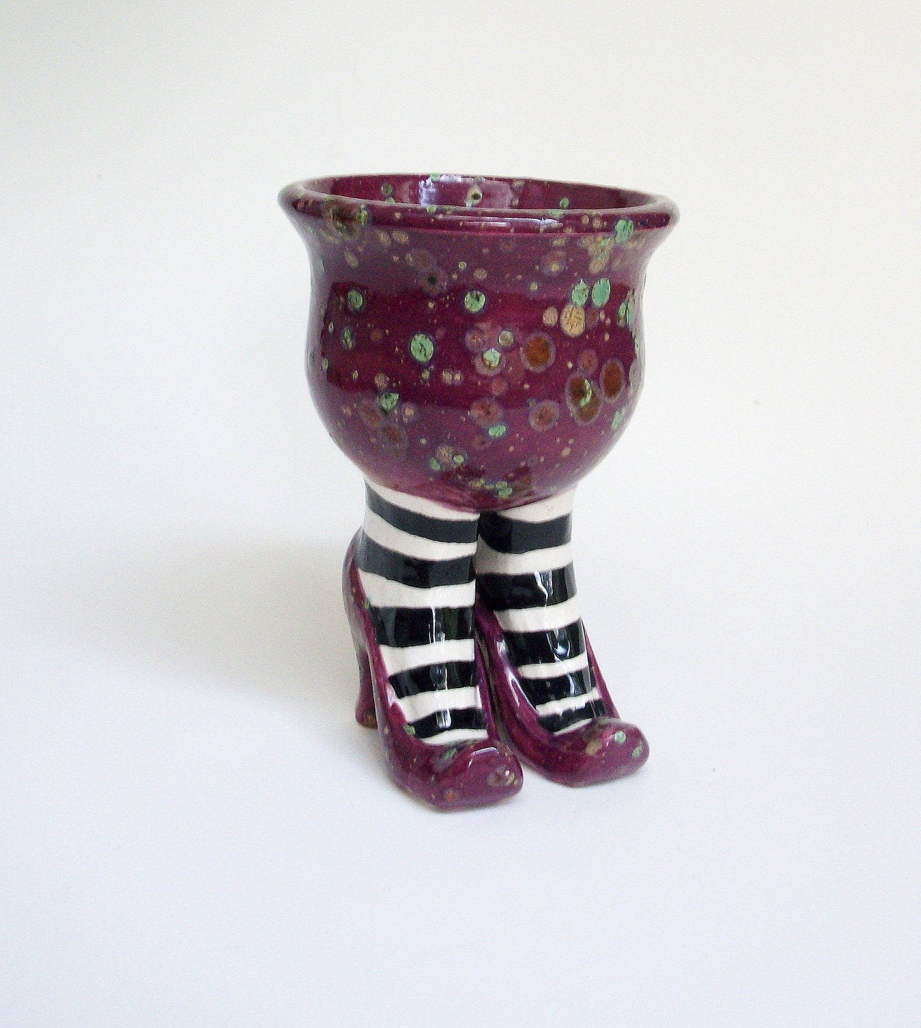Sex Pot With Heels And Striped Stockings Purple Plant Pot