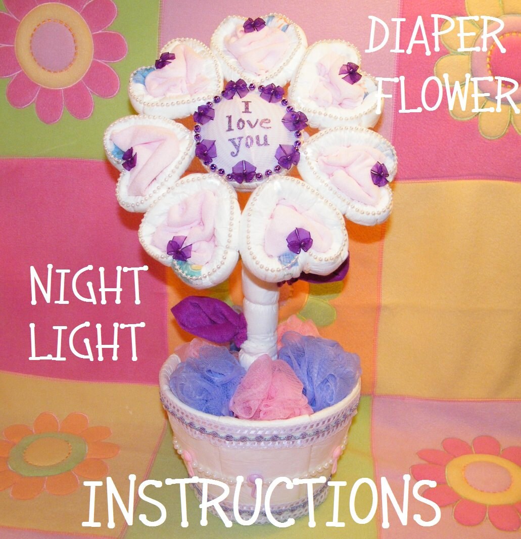 How to make Diaper Flower Night Light. Diaper Cake keepsake