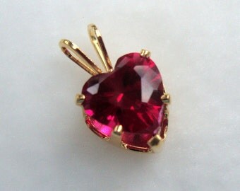 Ruby heart necklace | Etsy