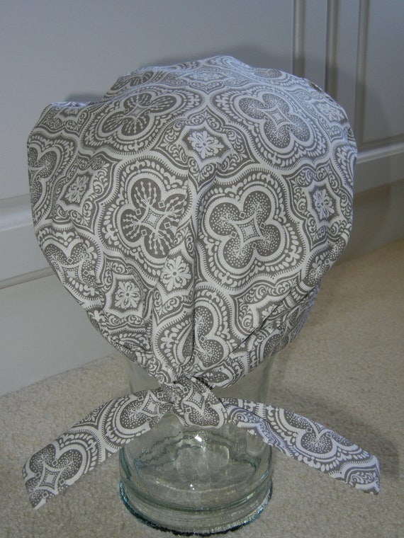 Tie Back Surgical Scrub Hat in Silver Linings