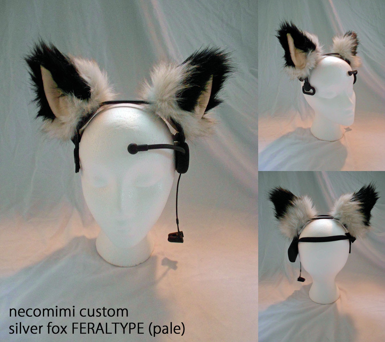 Custom Necomimi Ears: Silver Fox FERALTYPE by PoofybirdDesign