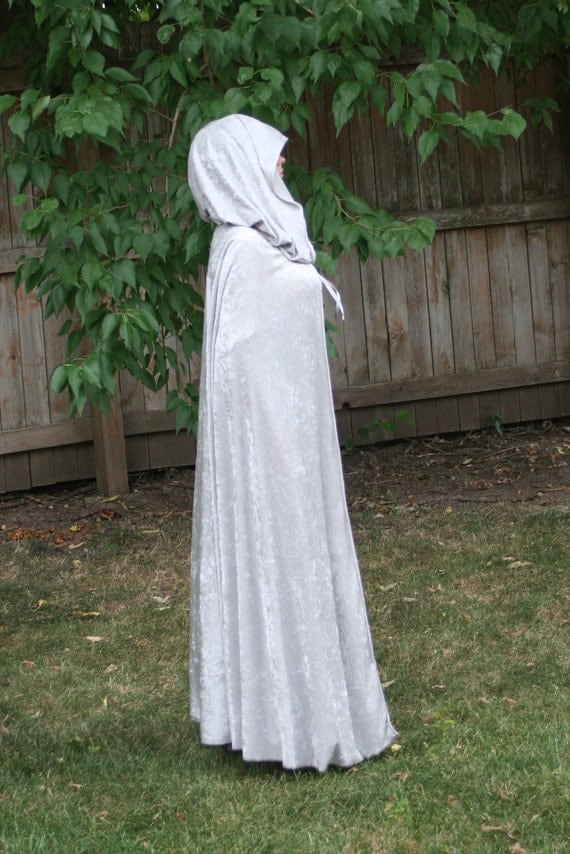 Renaissance Elven Gothic Silver Gray Velvet Cloak / Cape