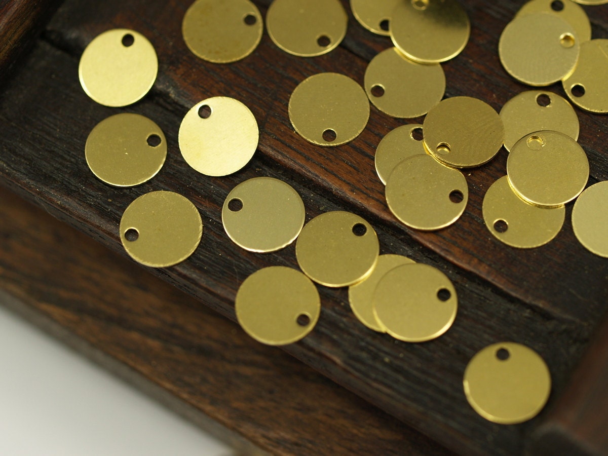 Brass Round Tag 250 Raw Brass Round Tags with 1 Hole by yakutum
