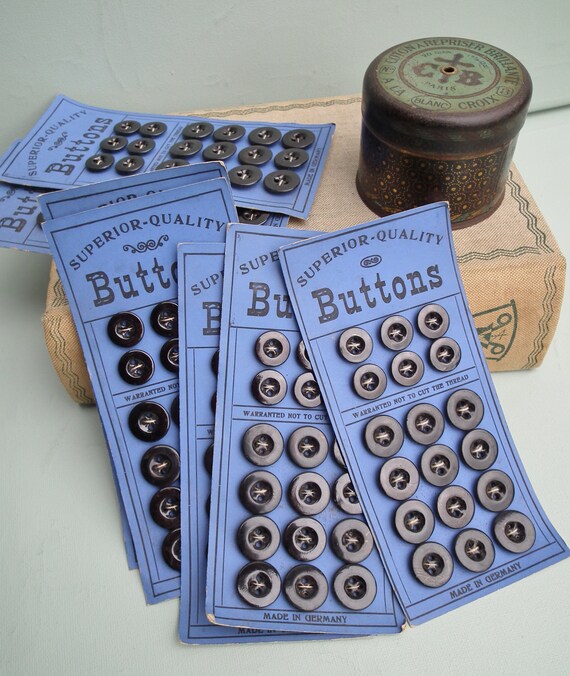 Antique Buttons on Original Card Vintage Black Buttons