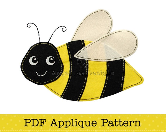 Bumblebee Applique Template Cute Bee Applique Pattern PDF File