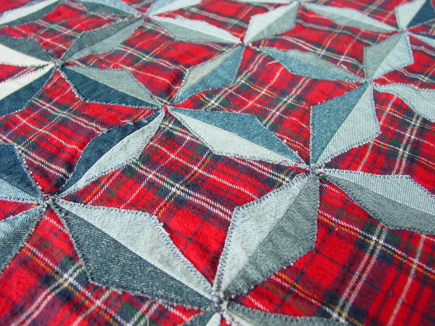 Denim Stars Quilt Pattern by quiltedsunshine on Etsy
