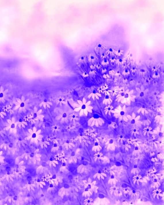 Items similar to Purple Digital Art Print Floral Landscape Art Flower ...