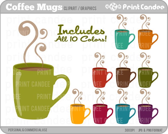 Coffee Cups Digital Clip Art Personal and Commercial Use