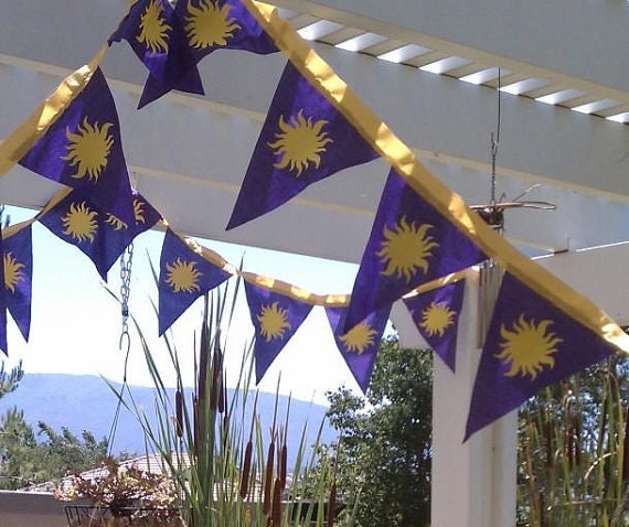 Tangled Rapunzel Bunting Pennant Flags with Gold Suns
