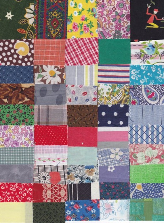 2 Inch Square Fabric Pieces 100 Cotton Material Vintage Precut