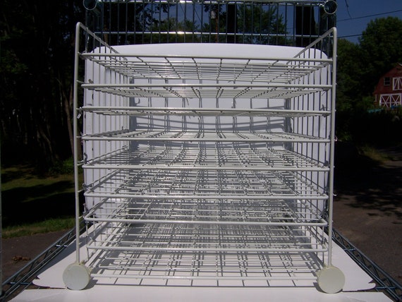 White Metal Grid Scrapbook Paper Storage Organizer Rack for 12