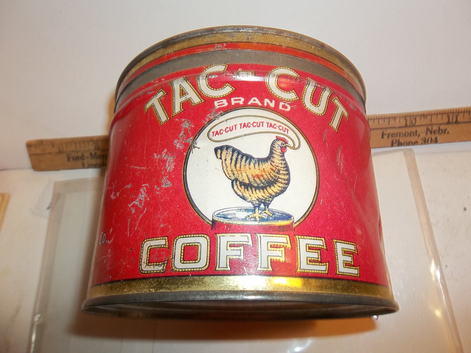 tac-cut coffee tin old coffee tin vintage by bullseyecollectibles