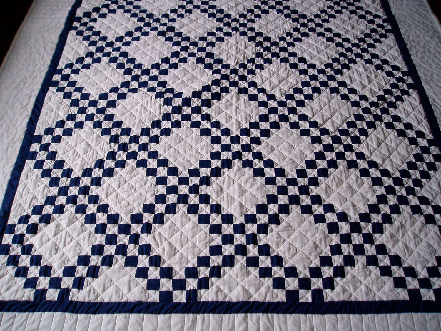 Navy Blue and White Quilt