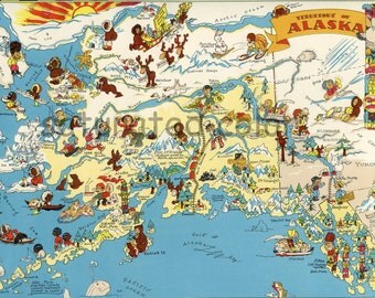 United States Map ORIGINAL 9 x 13 Vintage 1930s Picture Map