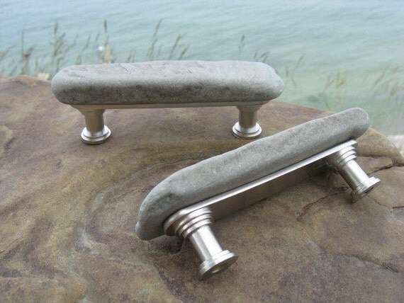 SLATE STONE Cabinet Pulls RUSTIC Cabinet Knobs Drawer Pulls