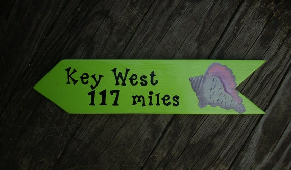 KEY WEST SIGN Personalized Directional Handpainted Key West