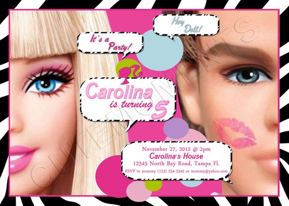 Barbie Ken Barbie Birthday Barbie Invitation