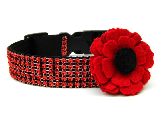 Rhinestone Dog Collar 1 Red Dog Collar