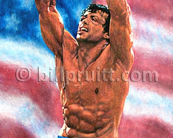 Sylvester Stallone Rocky Balboa Punchy steps art by billpruittart
