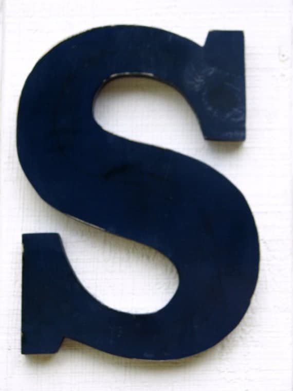 Wooden alphabet Letters Navy Blue Distressed 12 tall