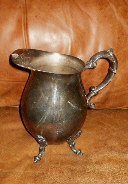 Silver Plated Ice Water Pitcher Vintage Signed Sheridan Fancy Footed ...