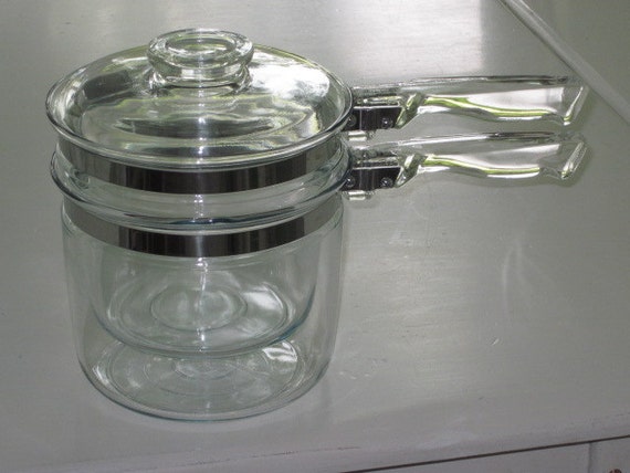 Vintage Pyrex Flameware Glass Double Boiler Cooking Pot