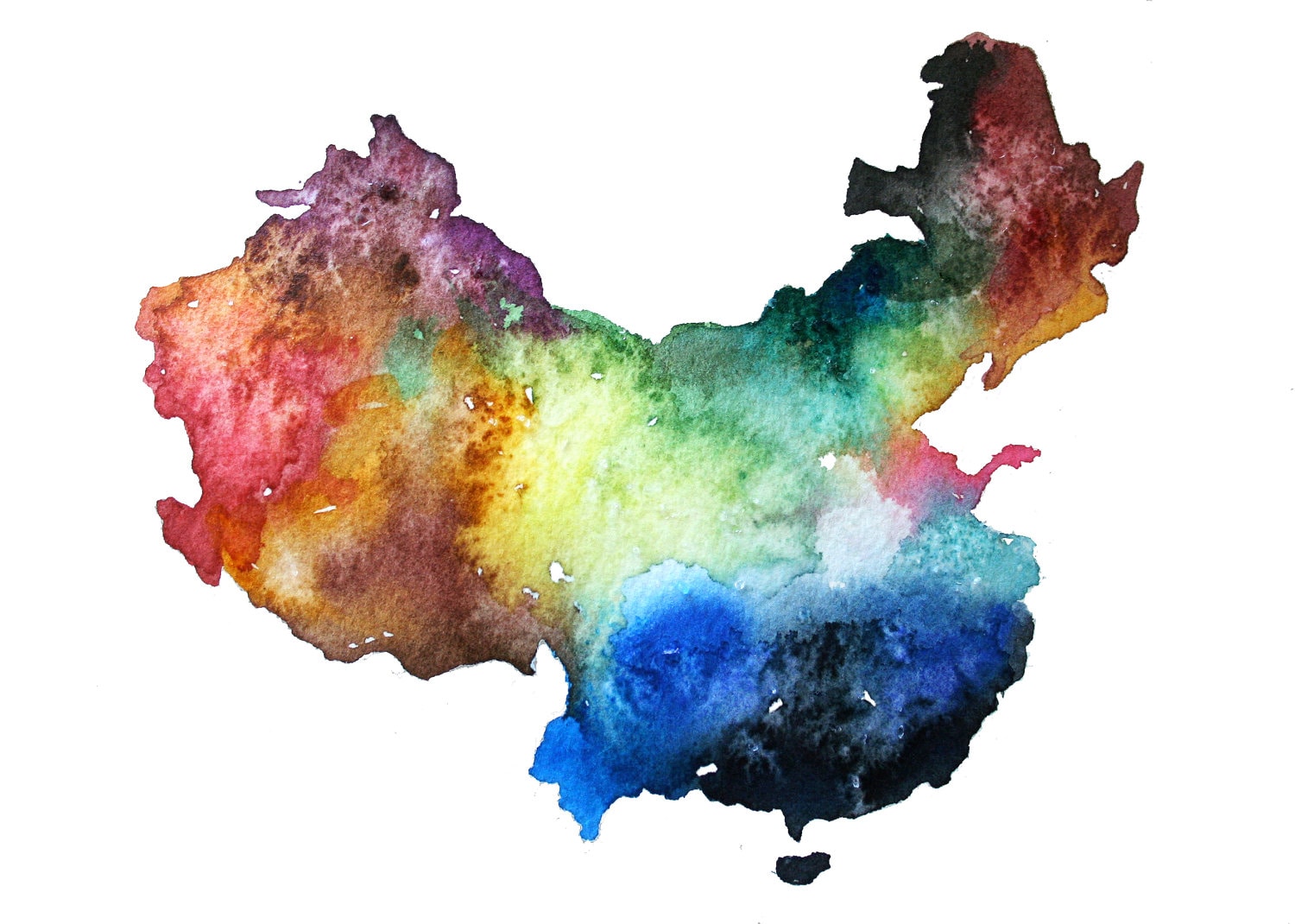China Map Print 8 x 10 Watercolor Painting by AudreyDeFord on Etsy