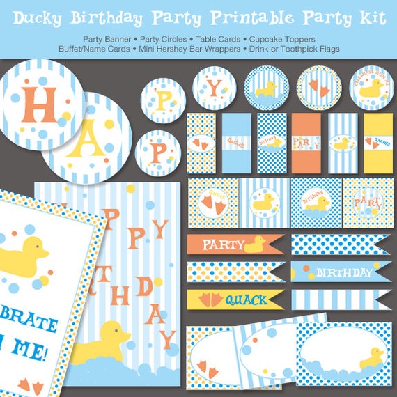 Items similar to Rubber Ducky Birthday Printable Party Kit, Instant ...