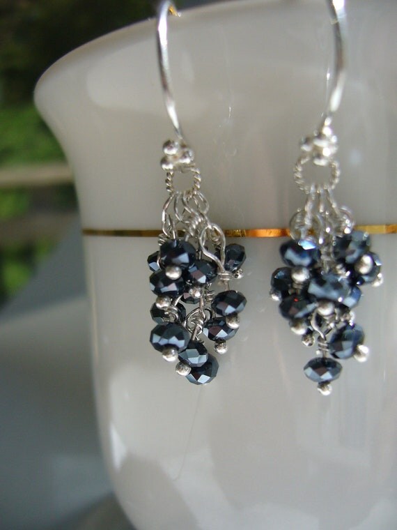 Hematite Earrings Dangle Cluster Bali Sterling Silver By Rlady391
