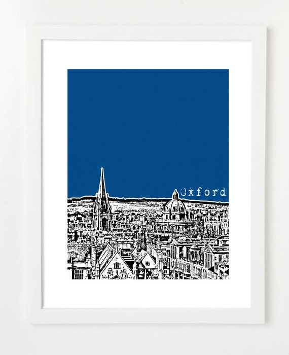 Oxford City Skyline Illustration Oxford England Art Print