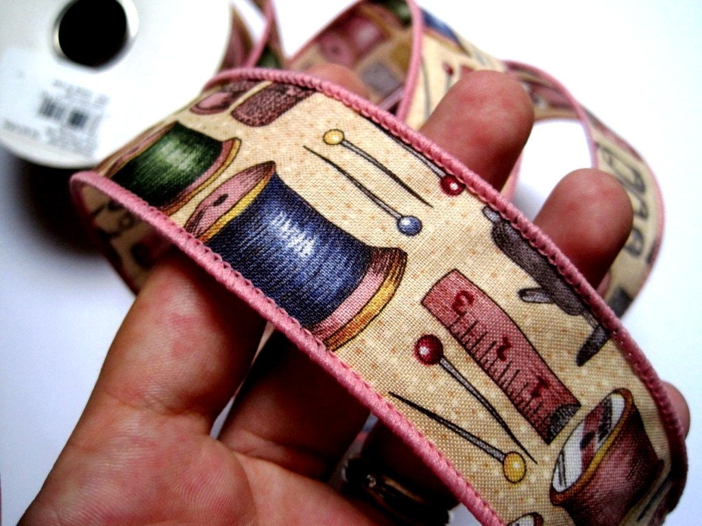Sewing Notions Cotton Wired Ribbon Trim by PrimroseLaceRibbon