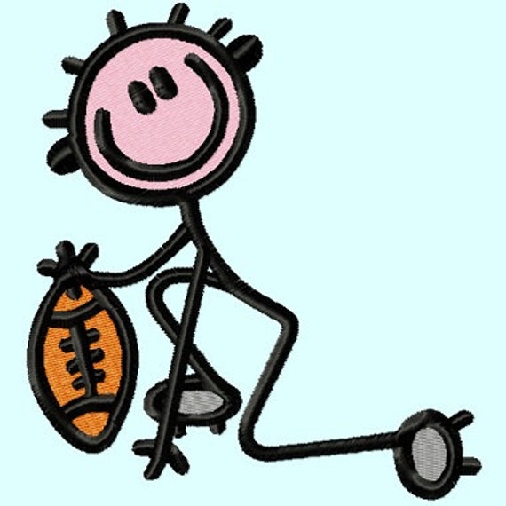 Items similar to The Stick People football player Embroidery Designs ...