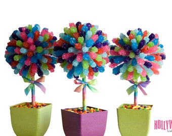 Green & Blue Rock Candy Centerpiece Topiary Tree Candy Buffet