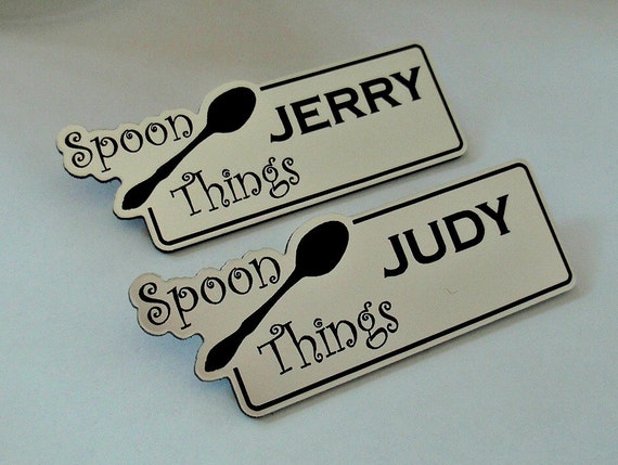 CUSTOM SHAPE Name Tag with Safety Pin Back by LaserCreationsCO